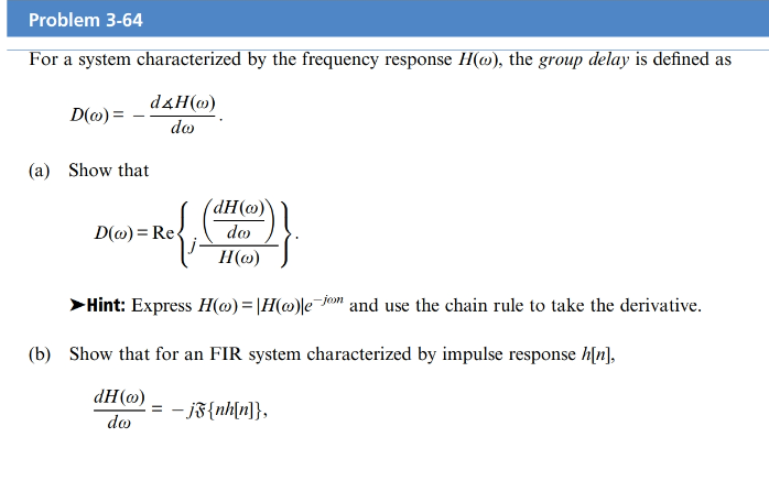 Solved For a system characterized by the frequency response | Chegg.com