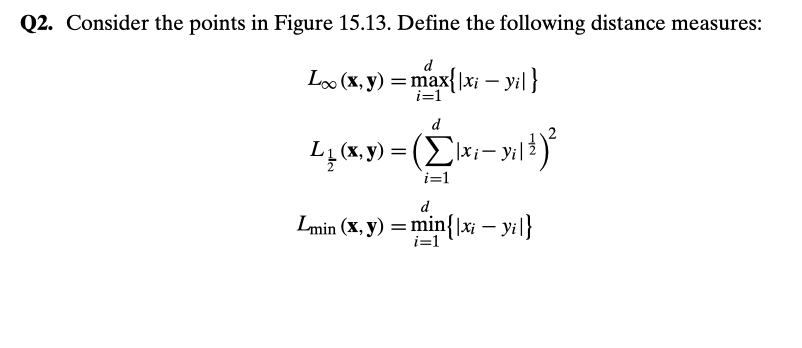 Solved Q2. Consider the points in Figure 15.13. Define the | Chegg.com