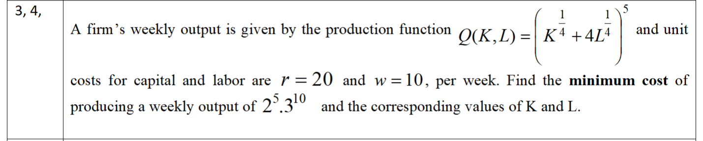 Solved 3,4, 5 1 and unit A firm's weekly output is given by | Chegg.com