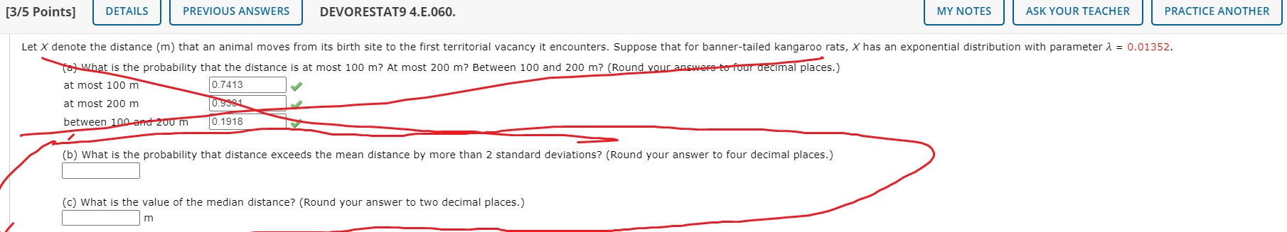 Solved [3/5 Points] DETAILS PREVIOUS ANSWERS DEVORESTAT9 | Chegg.com