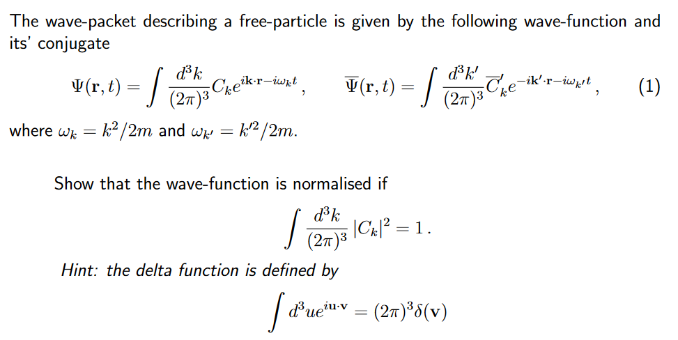 Solved The wave-packet describing a free-particle is given | Chegg.com