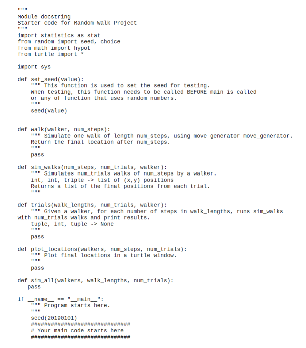 Please help me code a Random Walk and use | Chegg.com