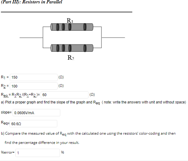 Solved Part 1): Single Resistor R1 RE A R V Color Coding | Chegg.com