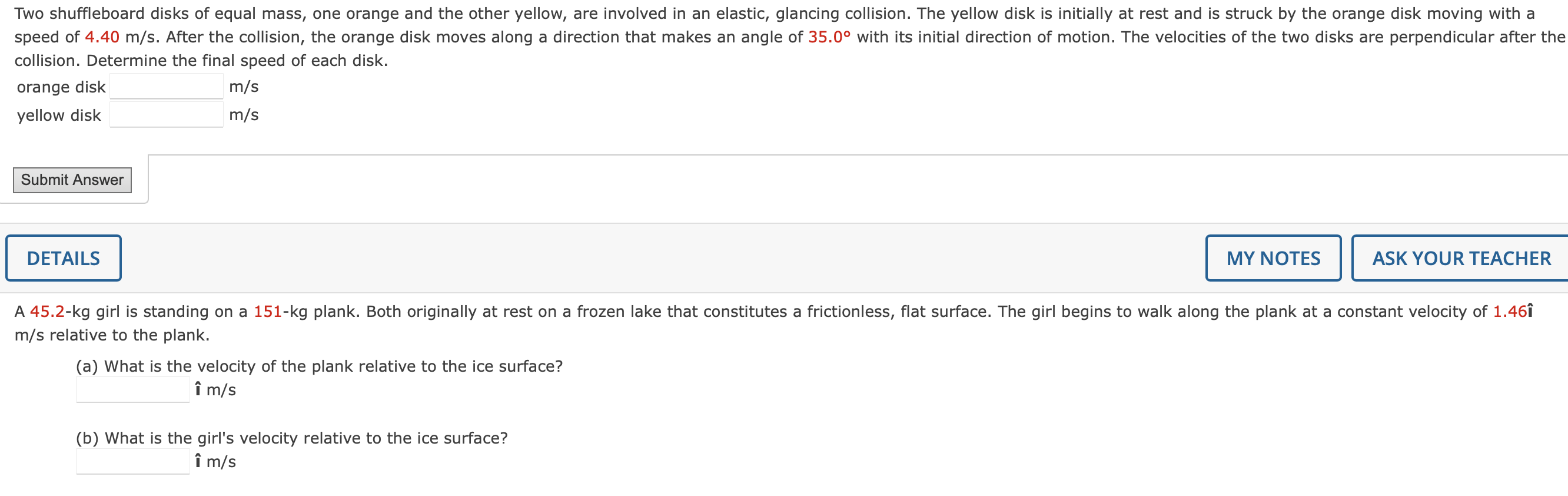 Solved collision. Determine the final speed of each disk. | Chegg.com