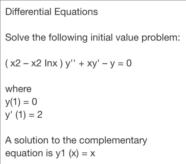 Solved Differential Equations Solve the following initial | Chegg.com
