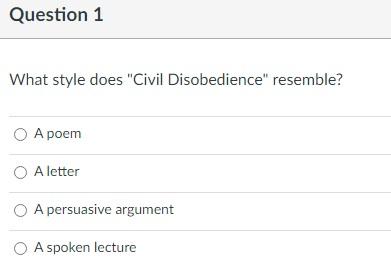 What style does "Civil Disobedience" resemble? A poem | Chegg.com