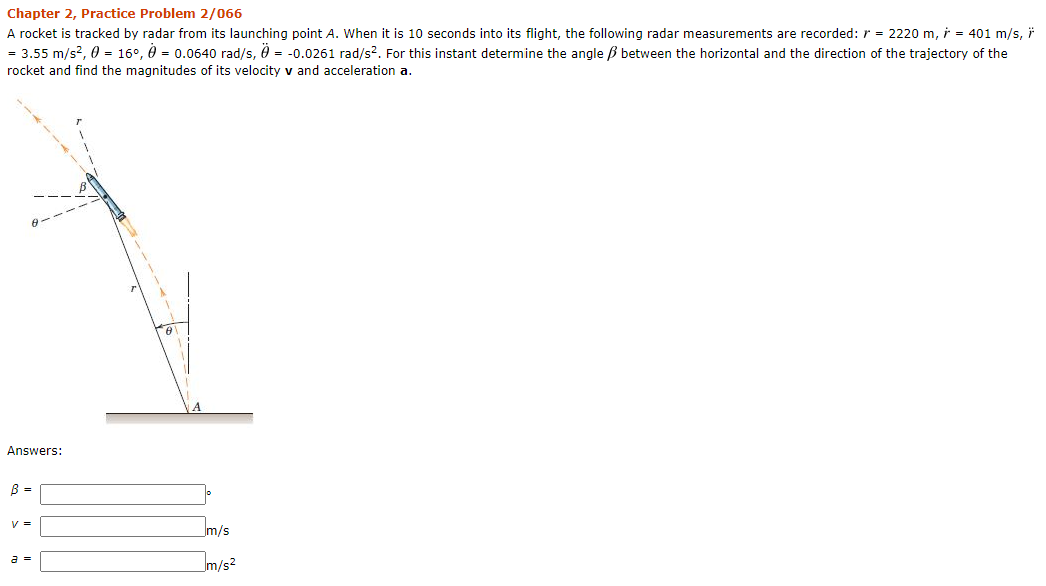 Solved Chapter 2, Practice Problem 2/066 A rocket is tracked | Chegg.com