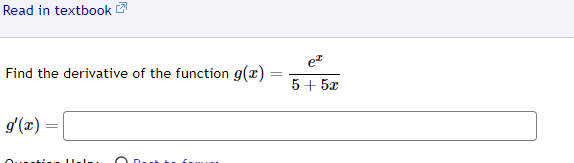 Solved Find the derivative of the function g(x)=5+5xex g′(x) | Chegg.com