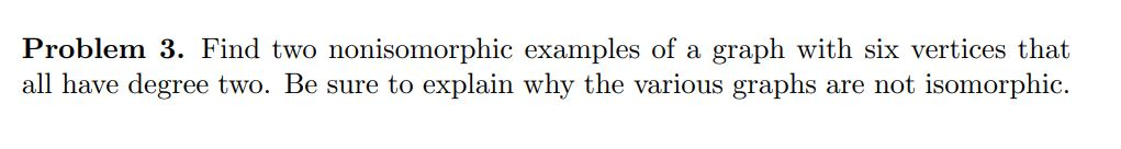 Solved Problem 3. Find two nonisomorphic examples of a graph | Chegg.com