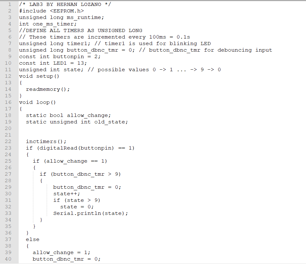 Solved 1 /*LAB3 BY HERNAN LOZANO * 2 #include 3 unsigned | Chegg.com