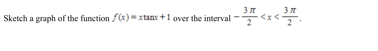 Solved 37 Sketch a graph of the function f(x)=xtanx +1 over | Chegg.com
