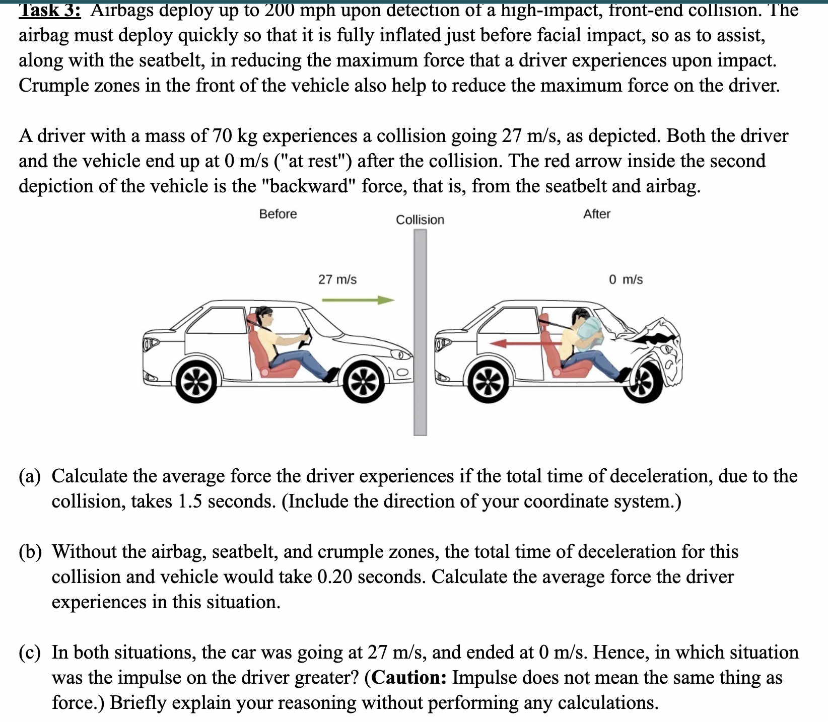 Solved Task 3: A1rbags deploy up to 200mph ﻿upon detection | Chegg.com
