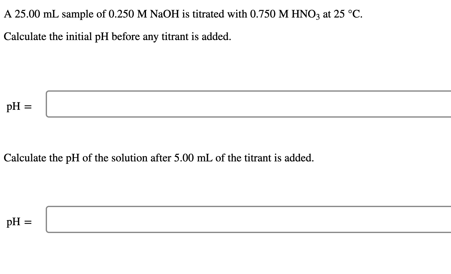 Solved A 25.00 mL sample of 0.250 M NaOH is titrated with | Chegg.com