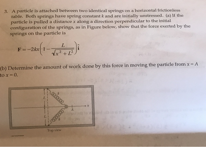 Solved 3. A particle is attached between two identical | Chegg.com