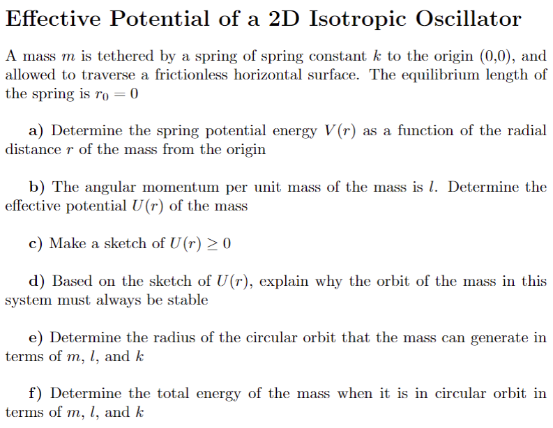Solved Effective Potential of a 2D Isotropic Oscillator A | Chegg.com