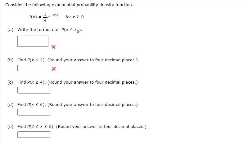 Solved Consider the following exponential probability | Chegg.com