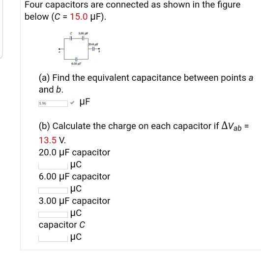 Solved Four capacitors are connected as shown in the figure | Chegg.com