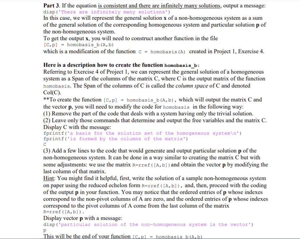Solved modify homobasis to create homobasis_b My code: | Chegg.com