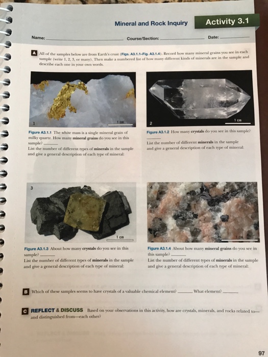 Solved Mineral and Rock Inquiry Activity 3.1 Name: Date: | Chegg.com
