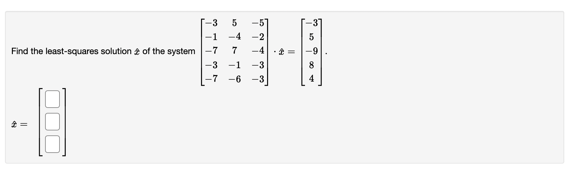 Solved Find the least-squares solution x^ of the system | Chegg.com