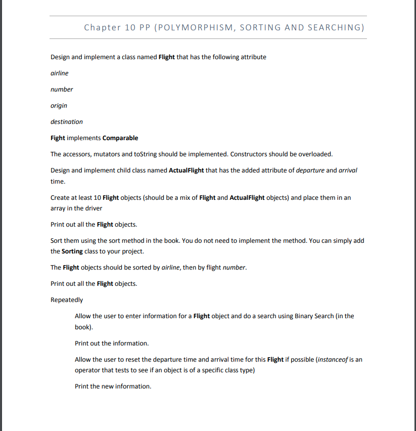 Solved Chapter 10 PP (POLYMORPHISM, SORTING AND SEARCHING) | Chegg.com