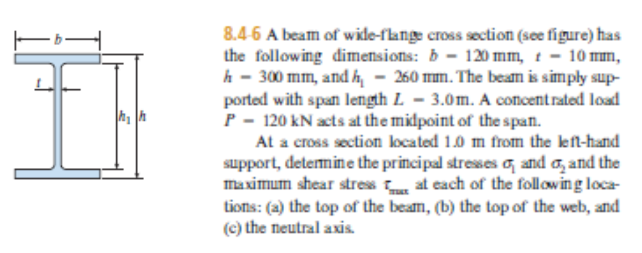 Solved 8.4.6 A beam of wide-flange cross section (see | Chegg.com