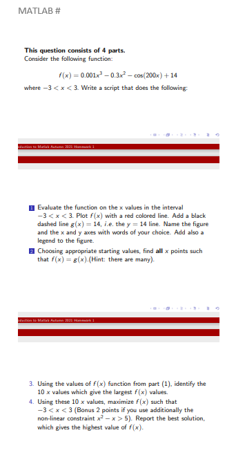 Solved MATLAB # This question consists of 4 parts. Consider | Chegg.com