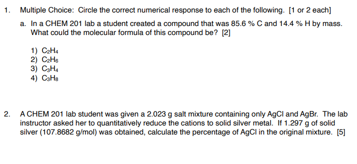 Solved 1. Multiple Choice: Circle the correct numerical | Chegg.com