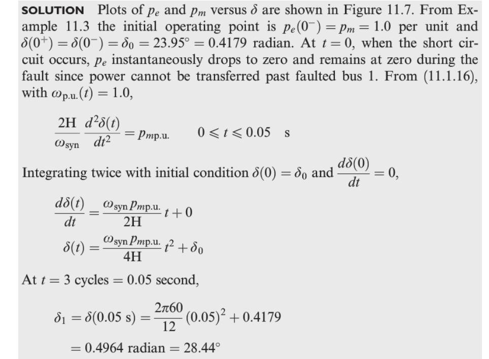 EXAMPLE 11.4 Equal-area criterion: transient | Chegg.com