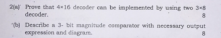 Solved 2(a)' Prove that 4×16 decoder can be implemented by | Chegg.com