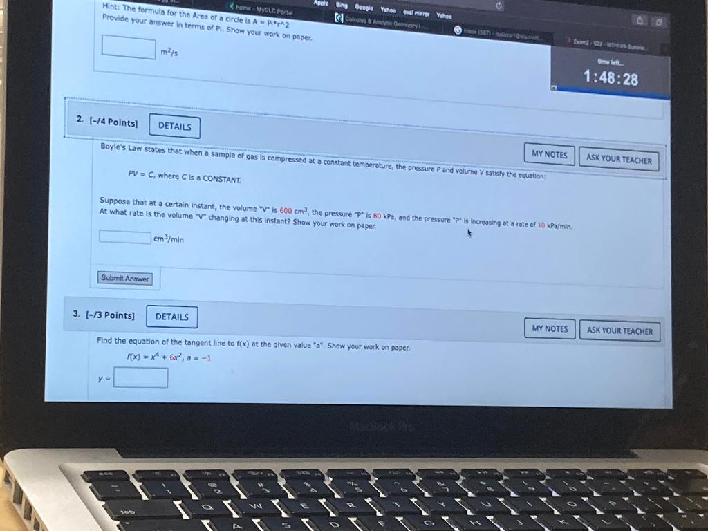 Solved THVide your answer in terms of Pi. Show your work on | Chegg.com