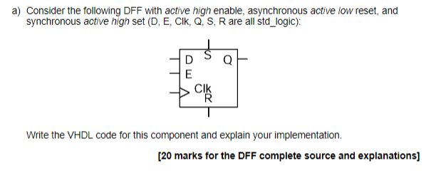 Solved a) Consider the following DFF with active high | Chegg.com