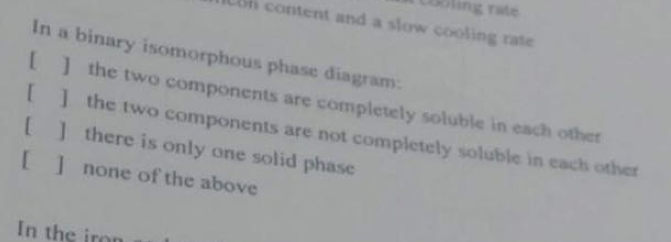 Solved In a binary isomorphous phase diagram: [ ] the two | Chegg.com