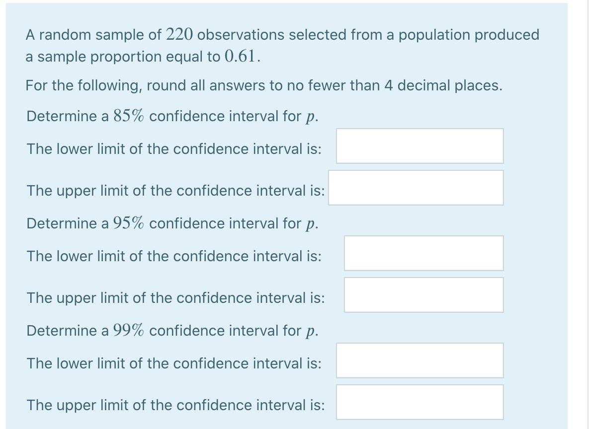Solved A Random Sample Of 220 Observations Selected From A