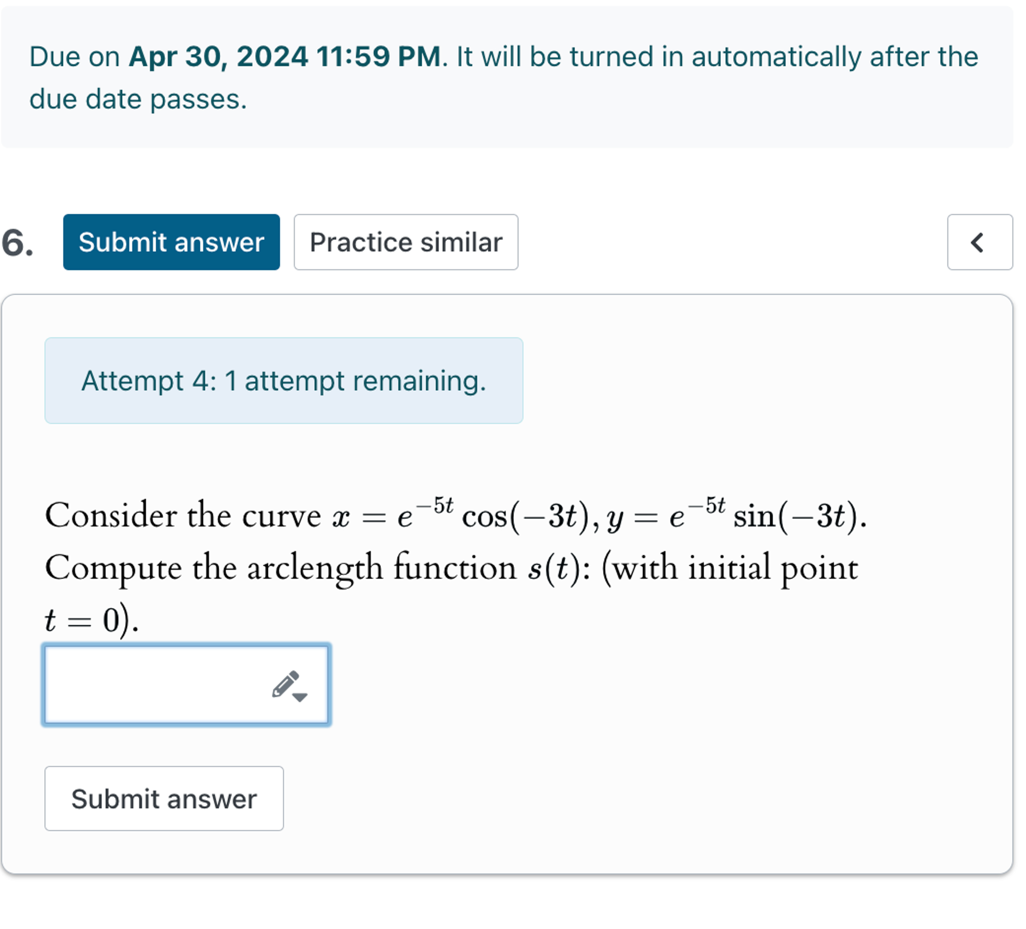 Due on Apr 30, 2024 11:59 ﻿PM. ﻿It will be turned in | Chegg.com