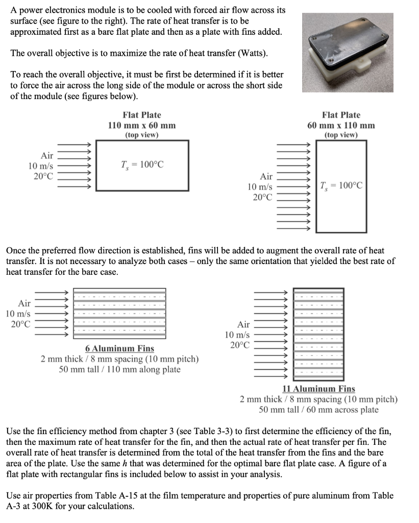 Solved A power electronics module is to be cooled with | Chegg.com