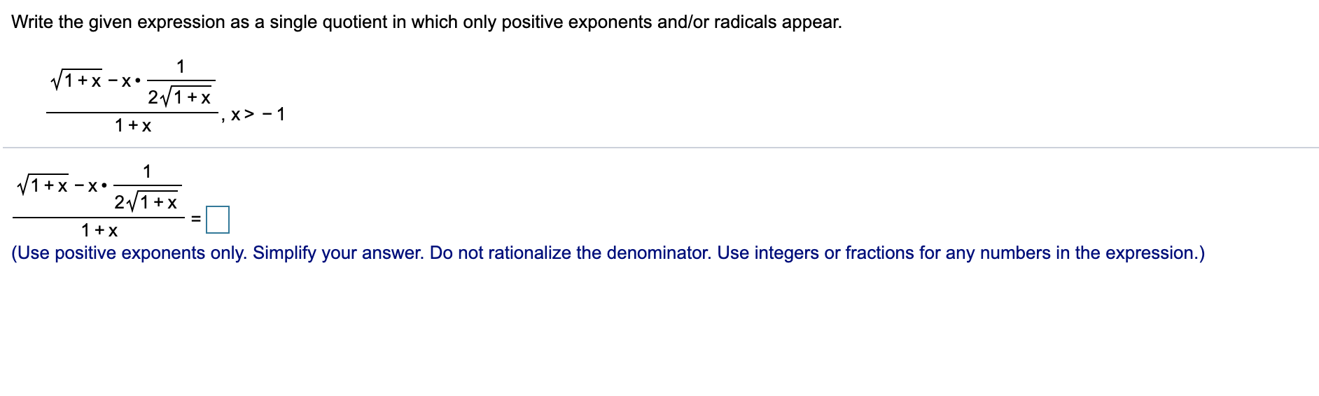 Solved Write the given expression as a single quotient in | Chegg.com