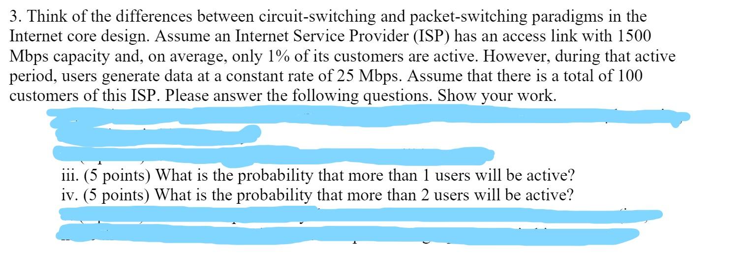 Solved 3. Think of the differences between circuit-switching | Chegg.com