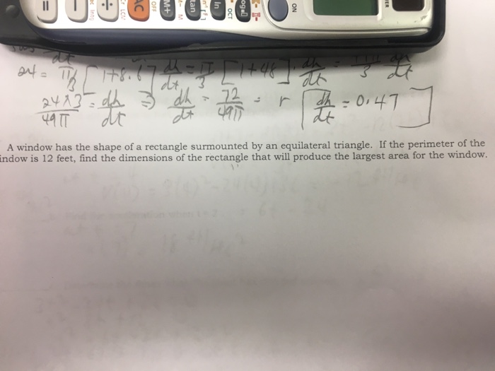 Solved 44IT A window has the shape of a rectangle surmounted | Chegg.com