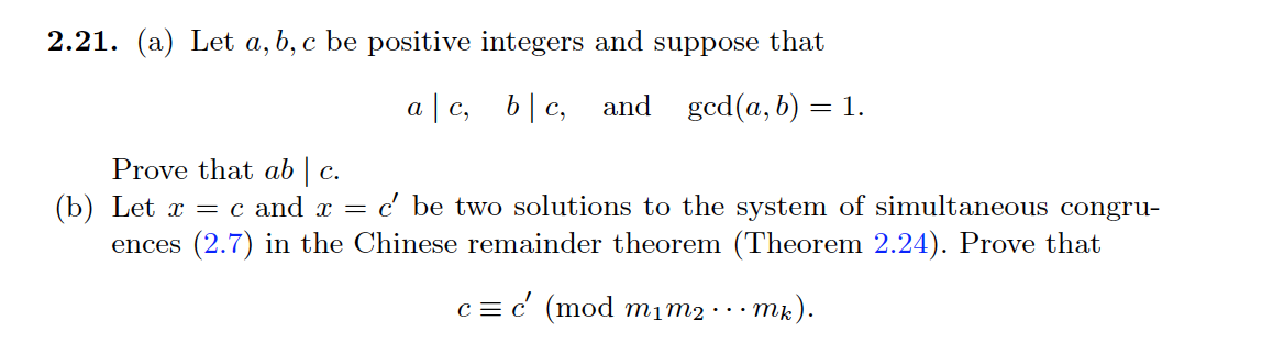 Solved 2.21. (a) Let a, b, c be positive integers and | Chegg.com