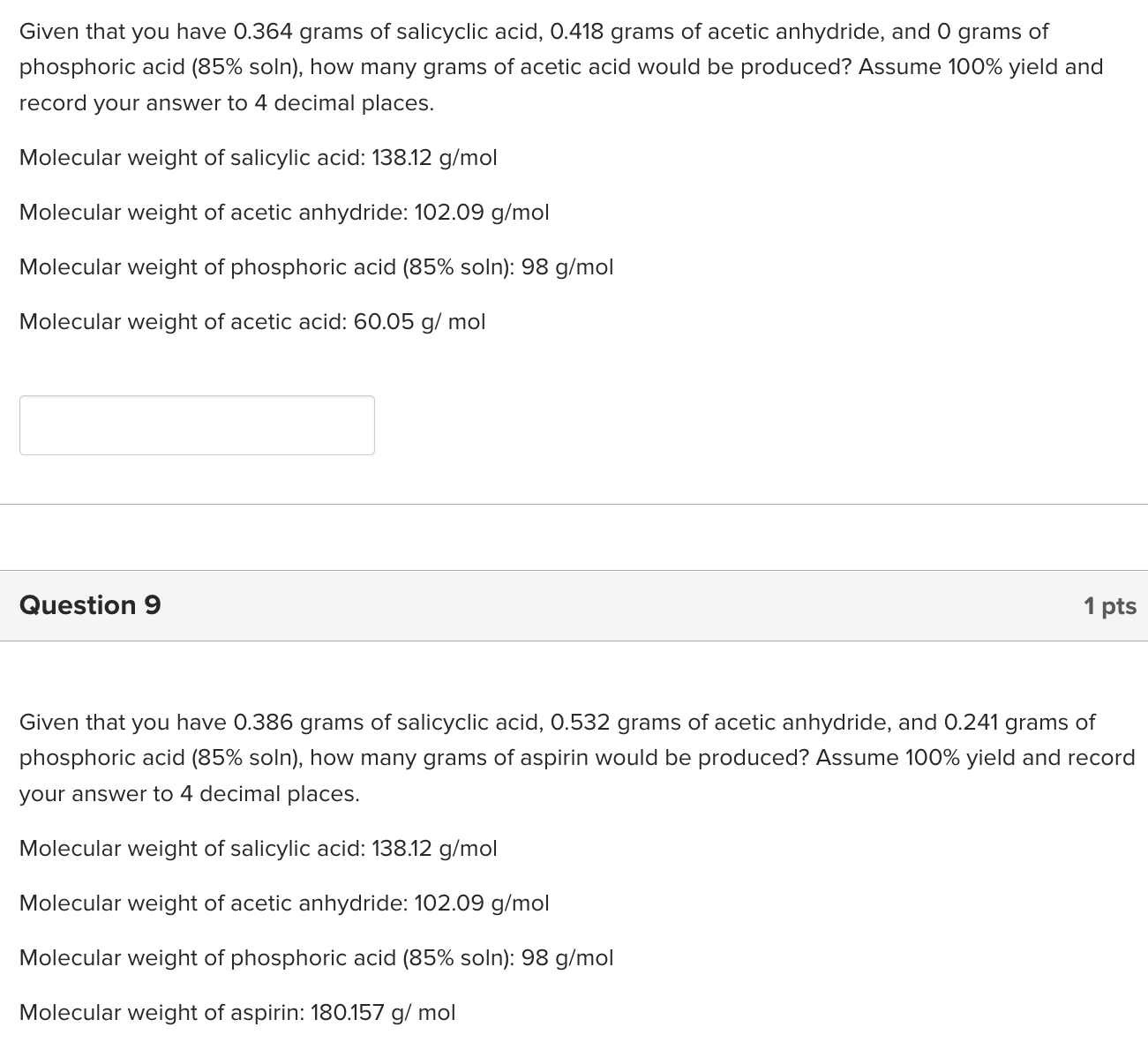 Solved Given that you have 0.364 grams of salicyclic acid, | Chegg.com