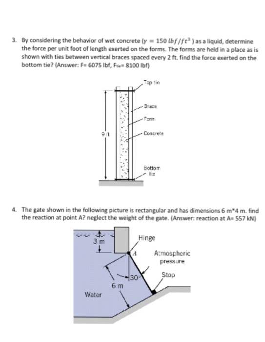 Solved 3. By considering the behavior of wet concrete (y | Chegg.com