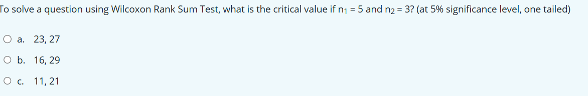 Solved o solve a question using Wilcoxon Rank Sum Test, what | Chegg.com