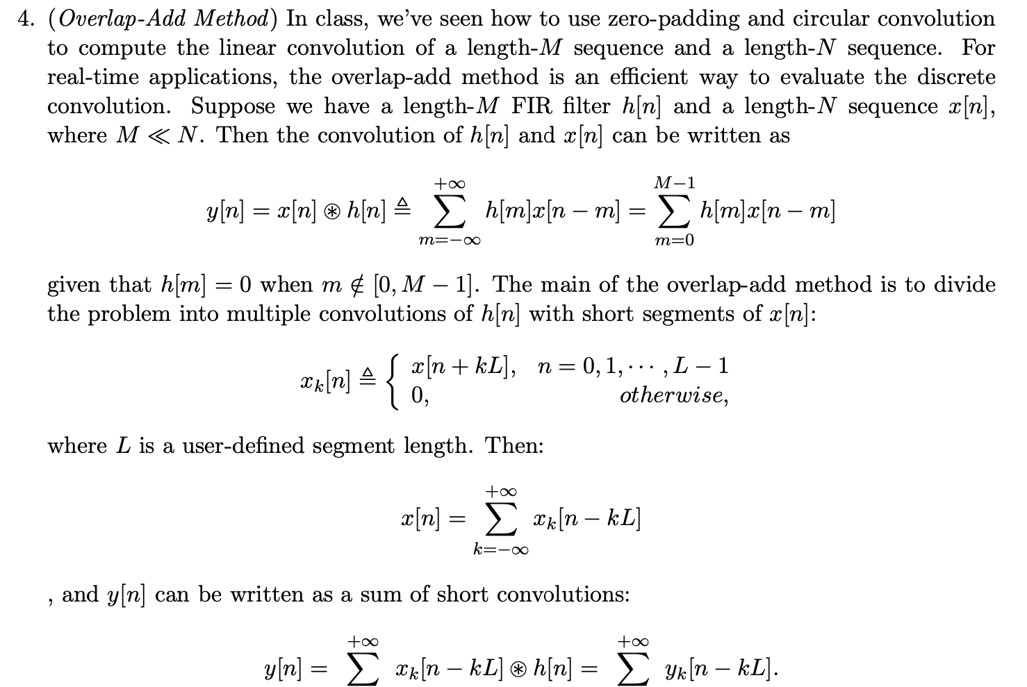Solved and y[n] can be written as a sum of short | Chegg.com