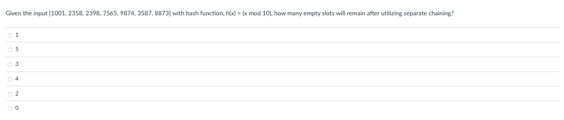 Solved Given the input [1001,2358,2398,7565,9874,3587,8873] | Chegg.com