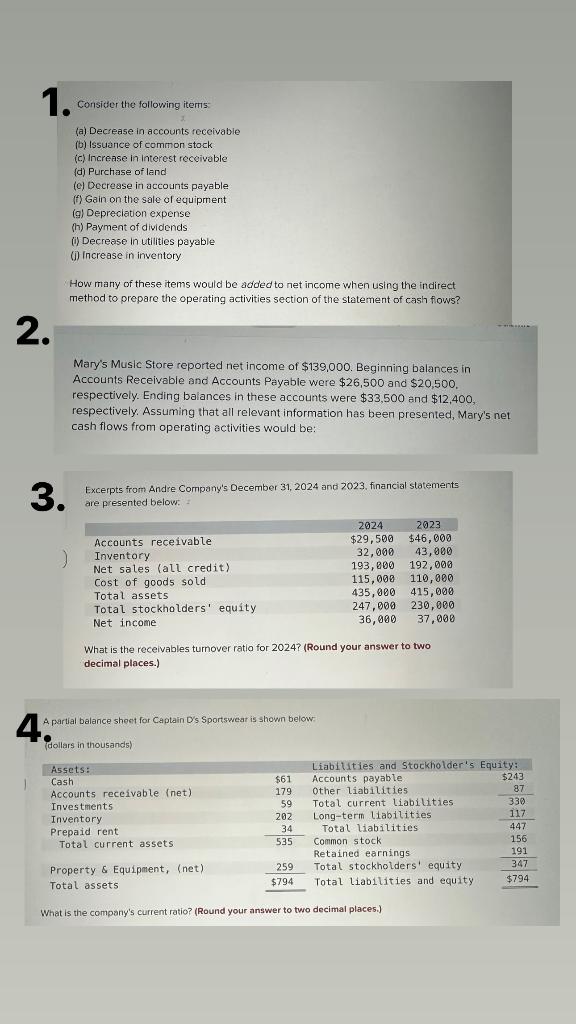 Solved Consider the following items. (a) Decrease in | Chegg.com