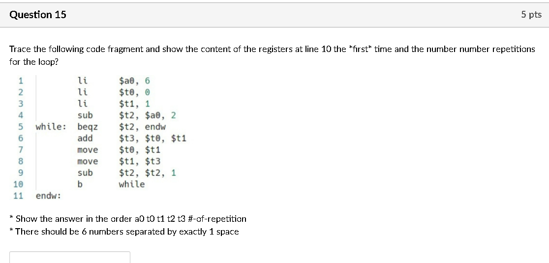 Solved Question 15 5 pts Trace the following code fragment | Chegg.com