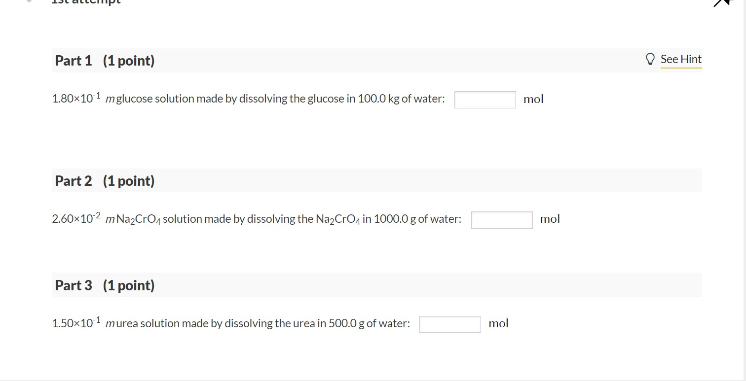 Solved How many moles of solute are there in the | Chegg.com