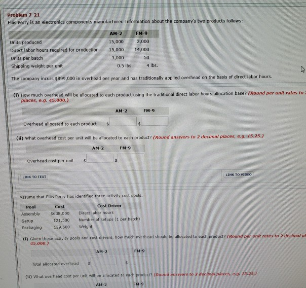 Solved Problem 7-21 Ellis Perry is an electronics components | Chegg.com