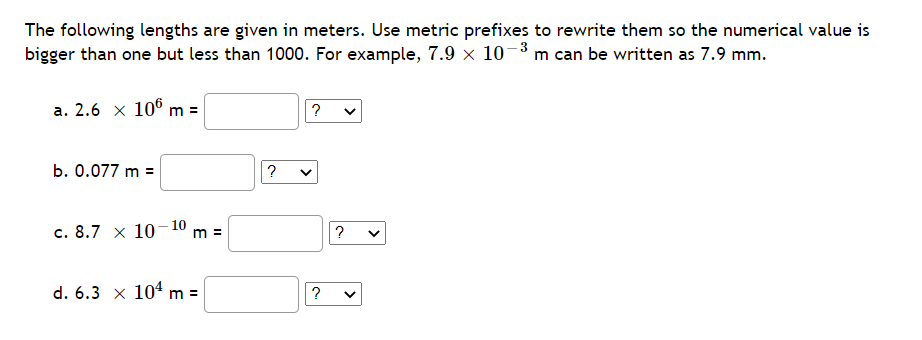 Solved The following lengths are given in meters. Use metric | Chegg.com